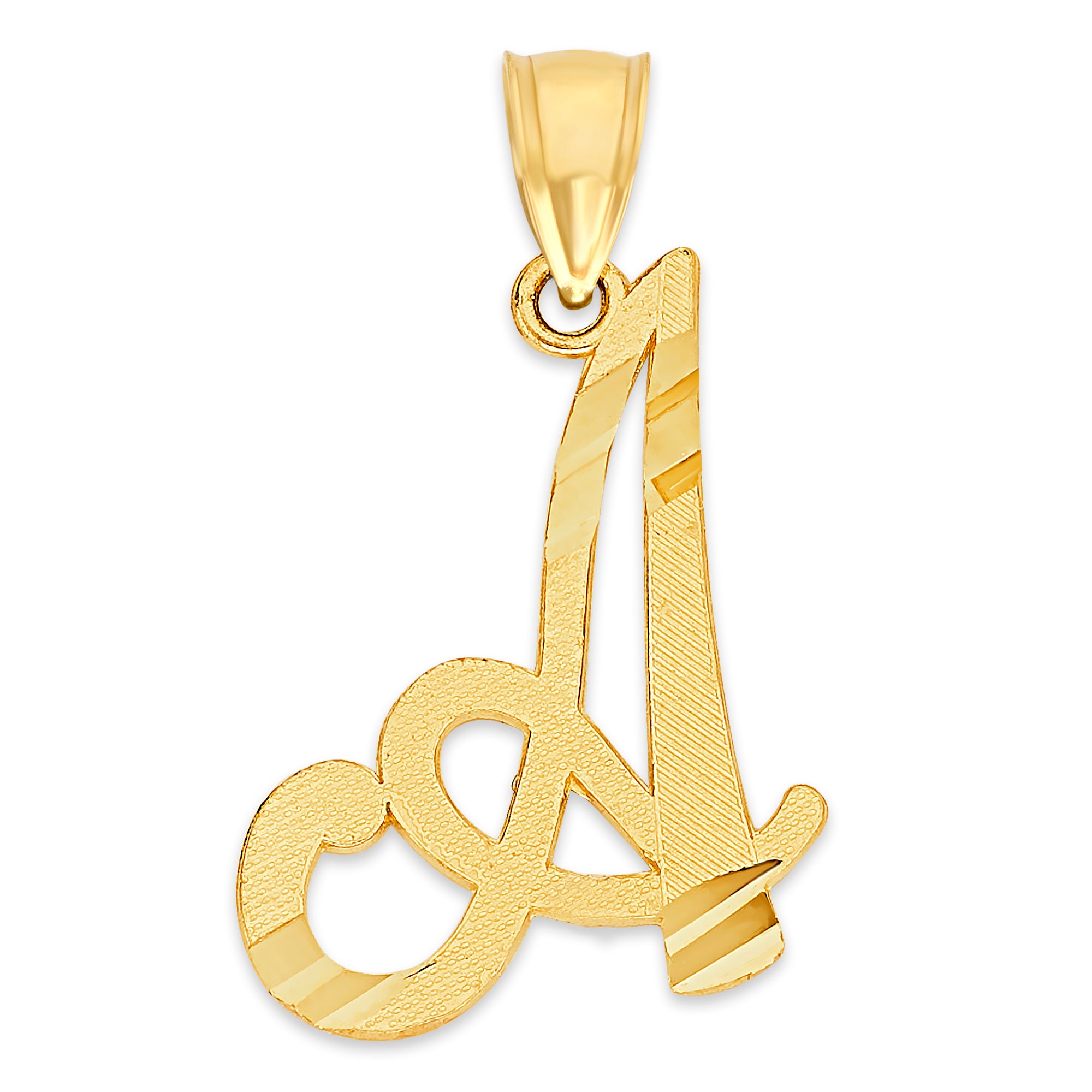 10k/14k Solid Gold Cursive Initial Pendant - Personalized Jewelry Gift ...