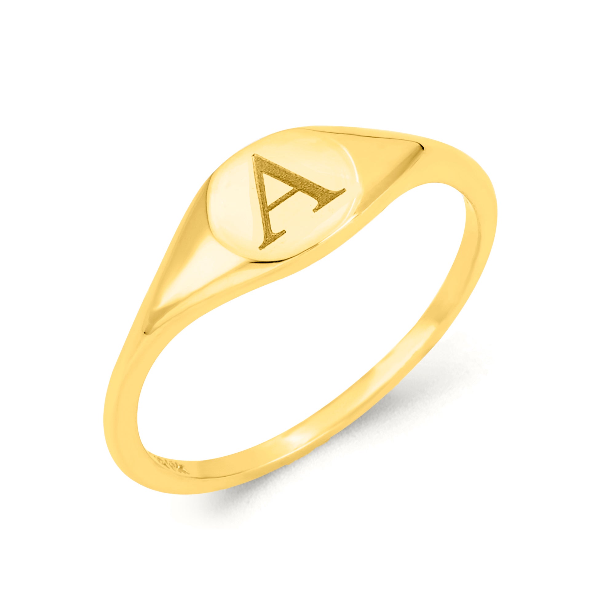 Solid Gold Initial Signet Ring - 10k or 14k – Golden Fire Jewelry